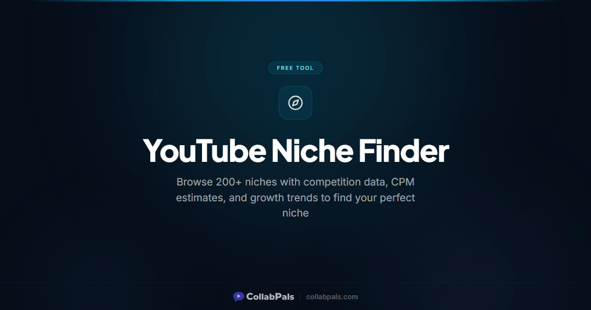 YouTube Niche Finder 2026 (Free) — 200+ Niches | CollabPals