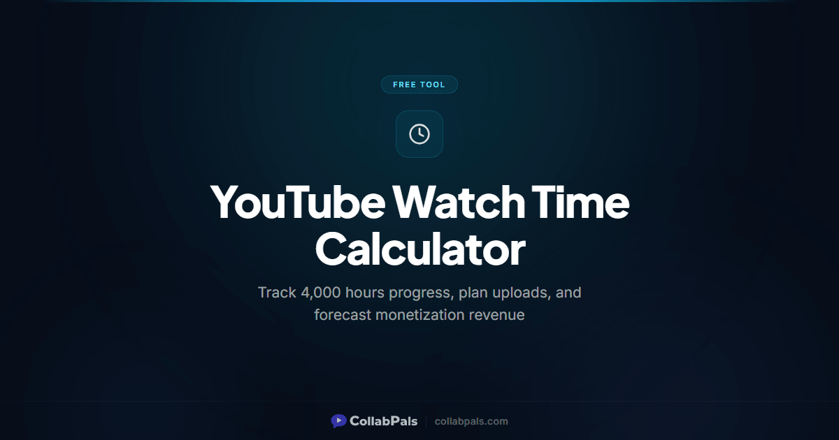 YouTube Watch Time Calculator (Free, 2026) | CollabPals